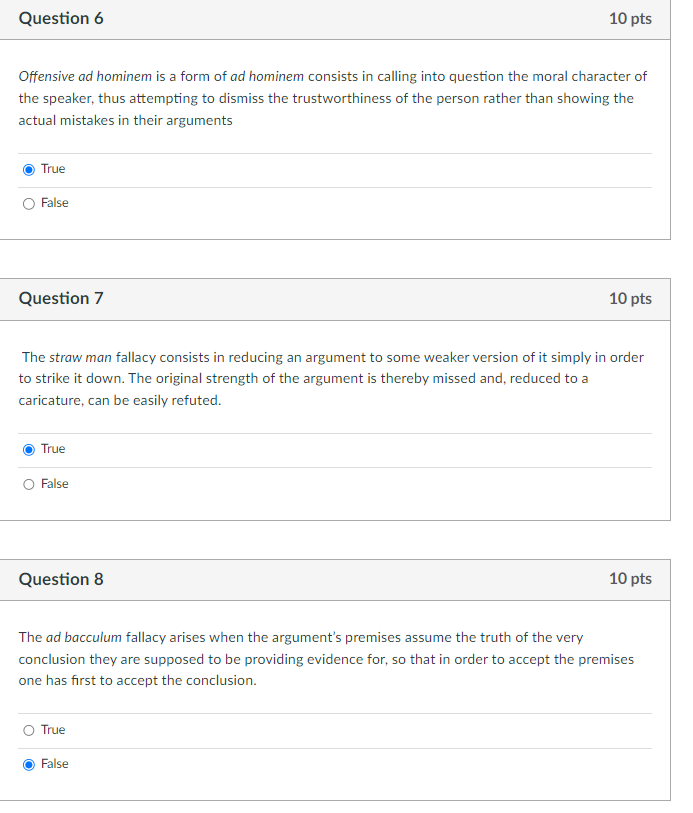 Solved True False Question 2 Inductive arguments attempt to | Chegg.com