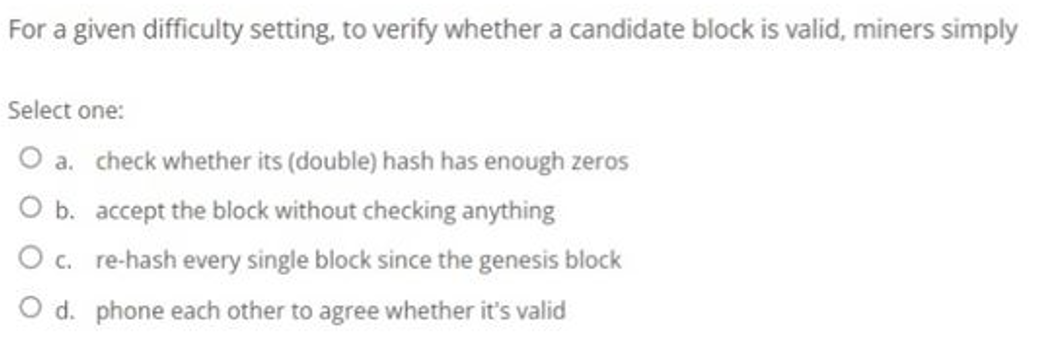 Solved For a given difficulty setting, to verify whether a | Chegg.com