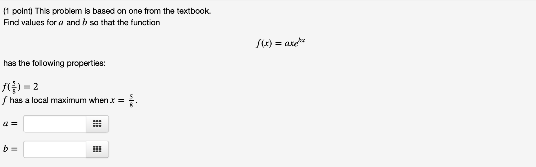 Solved (1 point) This problem is based on one from the | Chegg.com