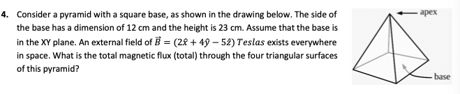 Solved apex 4. Consider a pyramid with a square base, as | Chegg.com