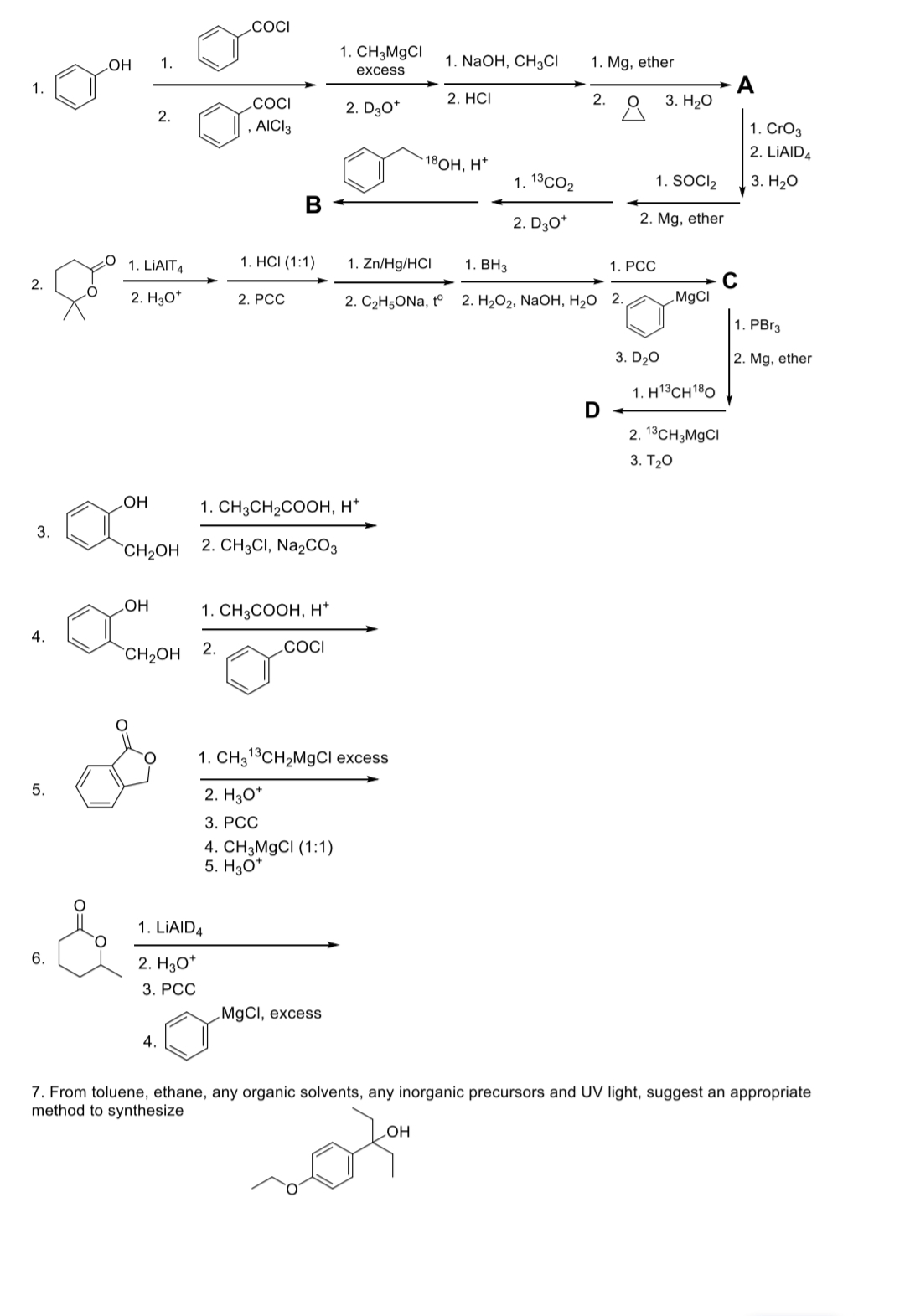 Solved 2. 1. HCl(1:1) 1. Zn/Hg/HCl 2. PCC 2. C2H5ONa,t∘ 1. | Chegg.com