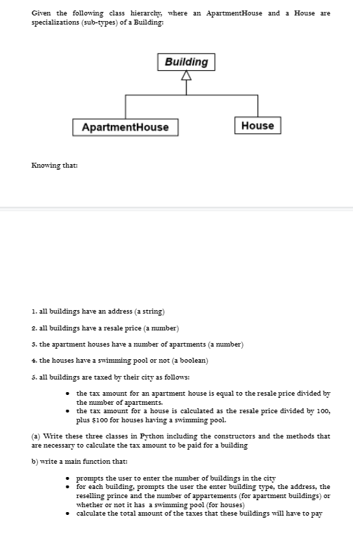 Solved Given the following class hierarchy, where an | Chegg.com