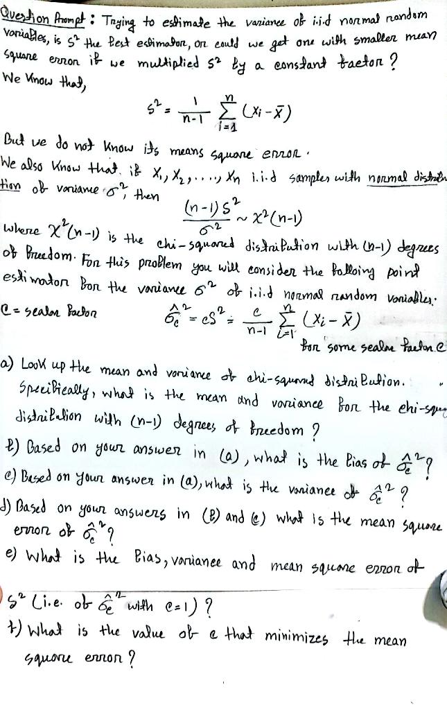 Solved Question Aromet: Trying to estimate the variance of | Chegg.com
