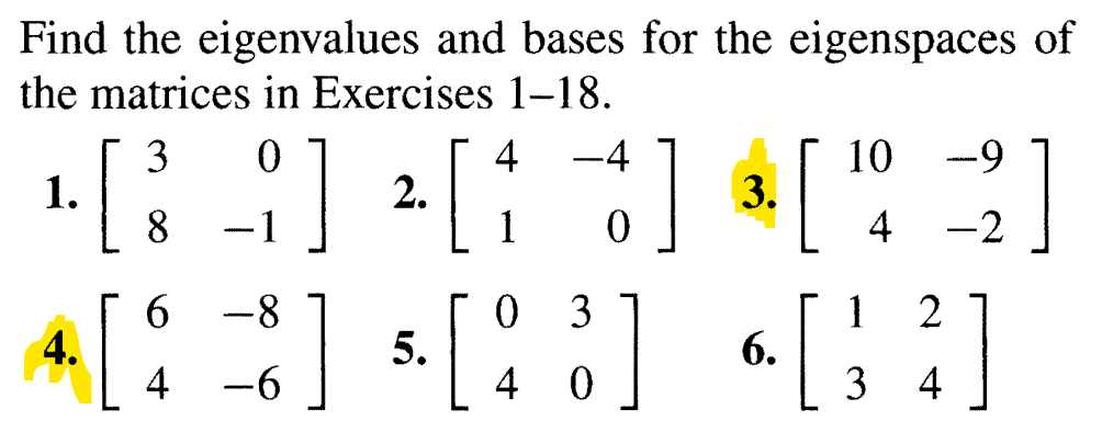 Solved Find the eigenvalues and bases for the eigenspaces of | Chegg.com