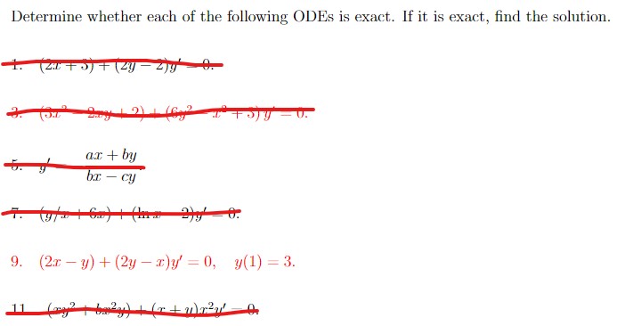 Solved Determine whether each of the following ODEs is | Chegg.com