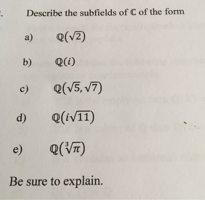 Solved part d. Be sure to explain what the subfield C is | Chegg.com
