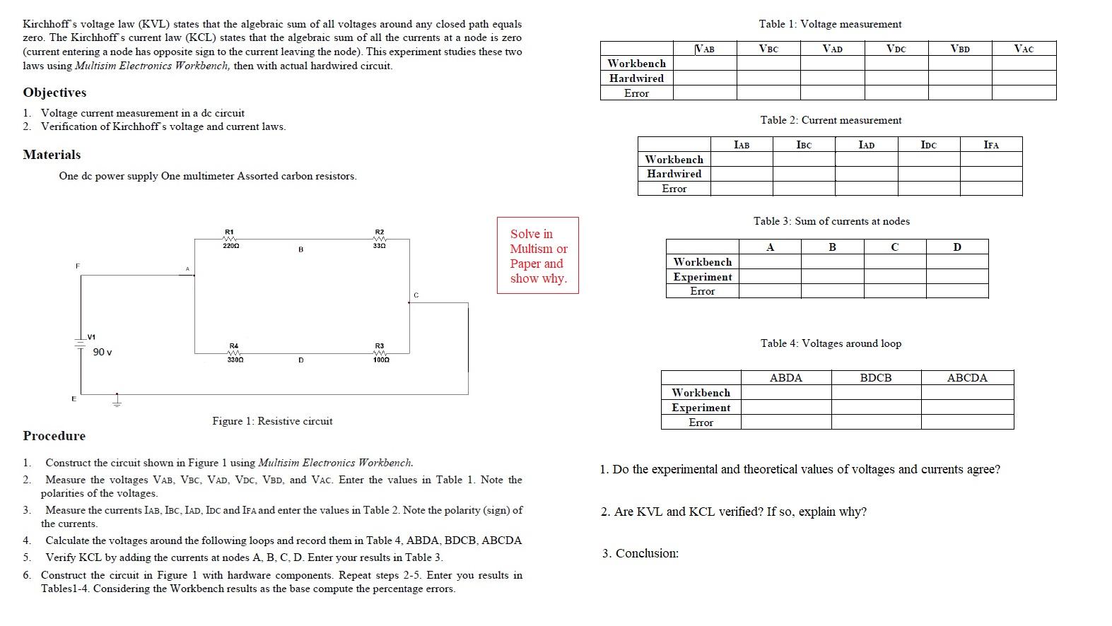 Solved Kirchhoff's voltage law (KVL) states that the | Chegg.com