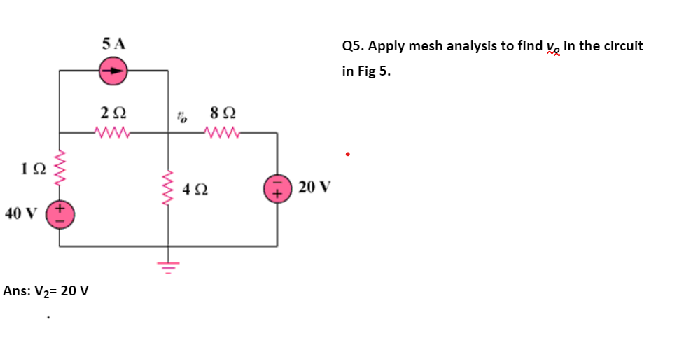 Solved Q5. ﻿Apply mesh analysis to find vo in the circuit in | Chegg.com