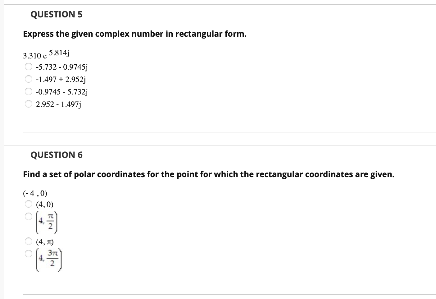 Solved Express the given complex number in rectangular form. | Chegg.com
