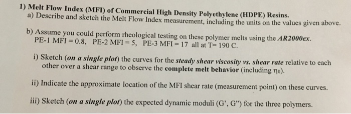 1) Melt Flow Index (MFI) of Commercial High Density | Chegg.com