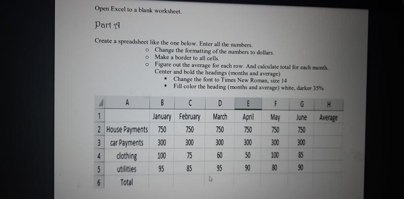Solved Open Excel to a blank worksheet. Part 1 Create a | Chegg.com