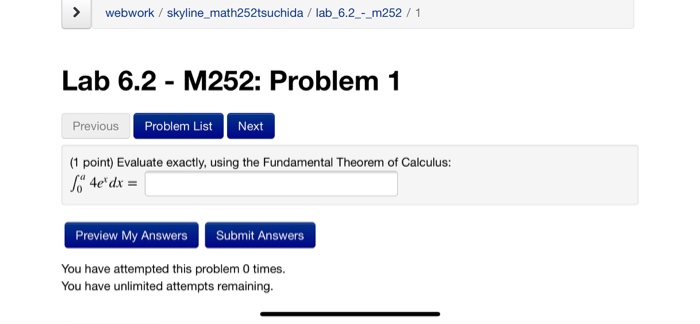 Solved >webwork / skyline math252tsuchida lab_6.2_-m252 1 | Chegg.com Solved >webwork / skyline math252tsuchida lab_6.2_-m252 1 | Chegg.com