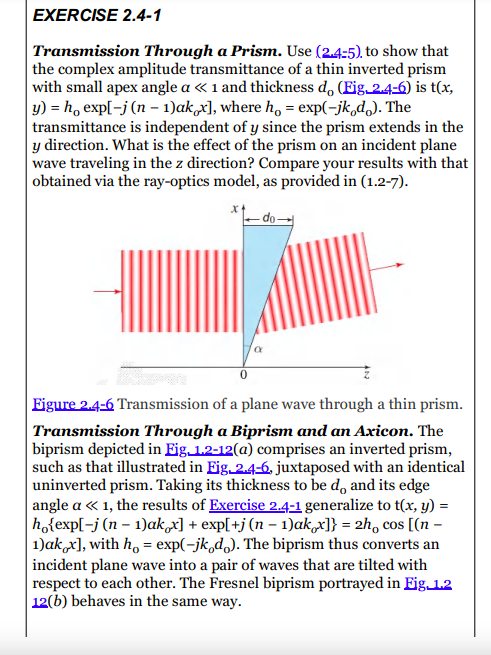 Solved Transmission Through a Prism. Use (2.4=5), to show | Chegg.com