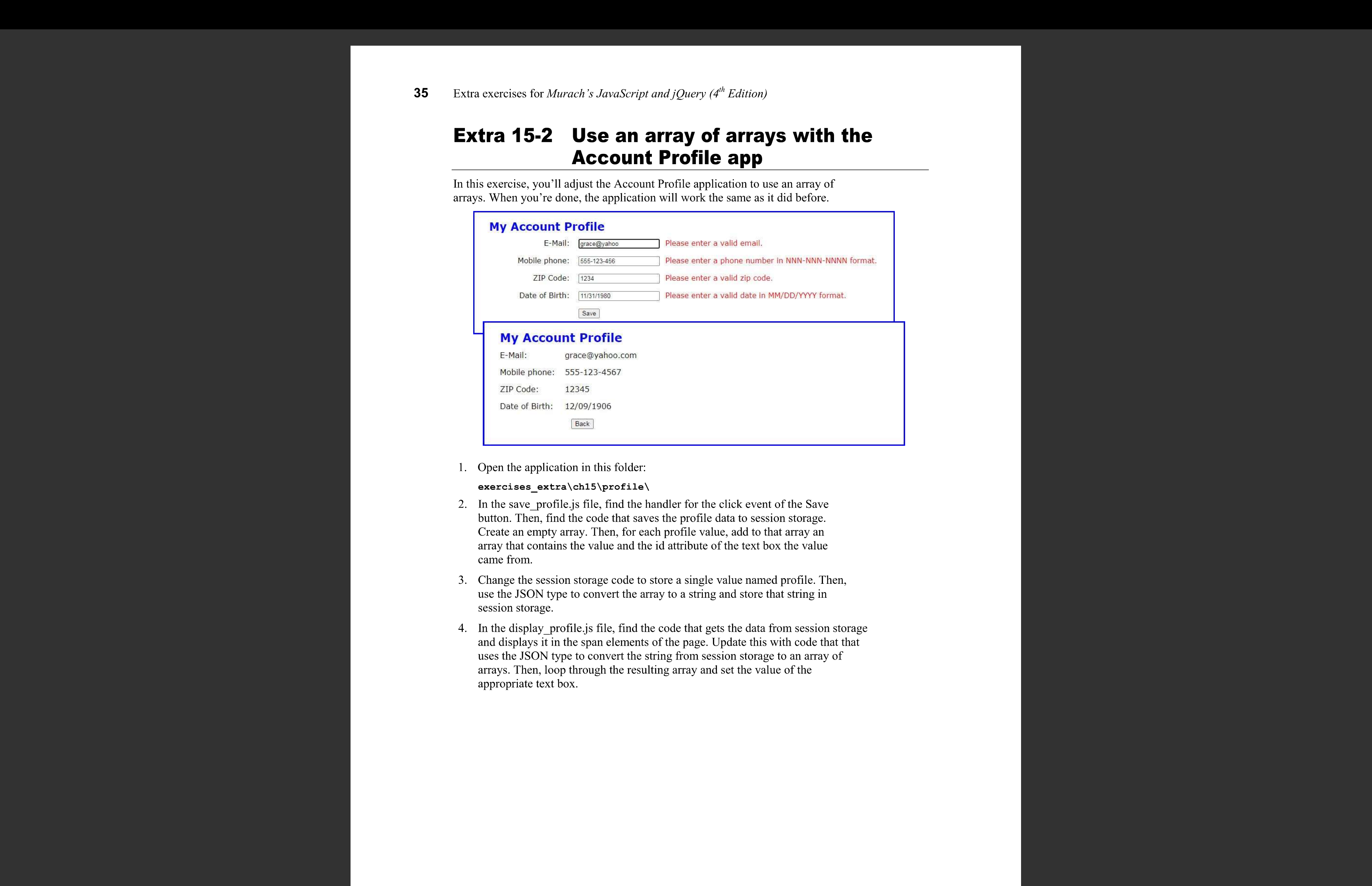 Solved Extra 15-2 Use an array of arrays with the Account | Chegg.com