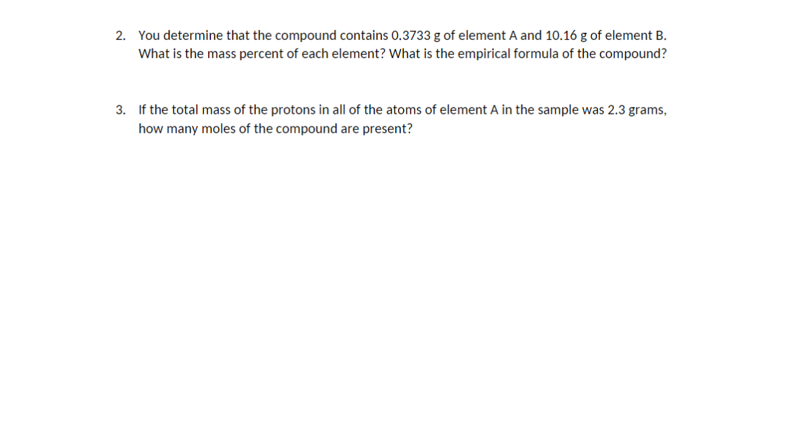 Solved 2. You determine that the compound contains 0.3733 g | Chegg.com