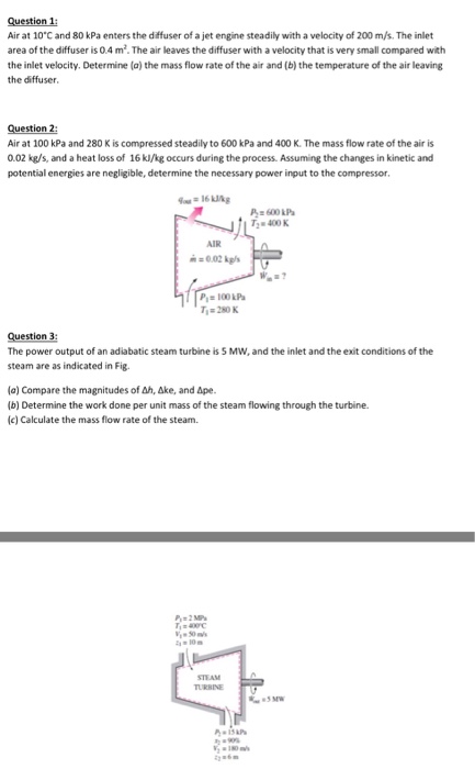 Solved Air at 10 degree C and 80 kPa enters the diffuser of | Chegg.com