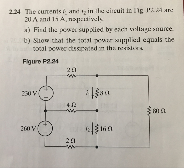 Solved 224 The Currents I And I2 In The Circuit In Fig 