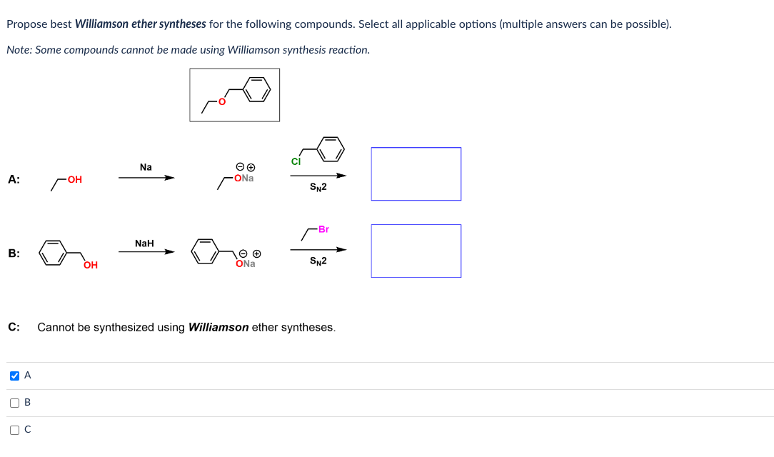 Solved Propose best Williamson ether syntheses for the | Chegg.com
