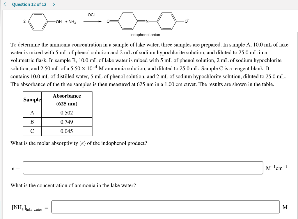 Solved Question 12 of 12 > OCI 2 indophenol anion To | Chegg.com