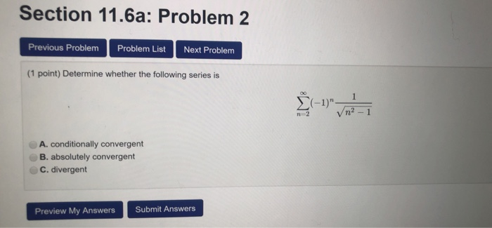 Solved Section 11.6a: Problem 2 Previous Problem Problem | Chegg.com