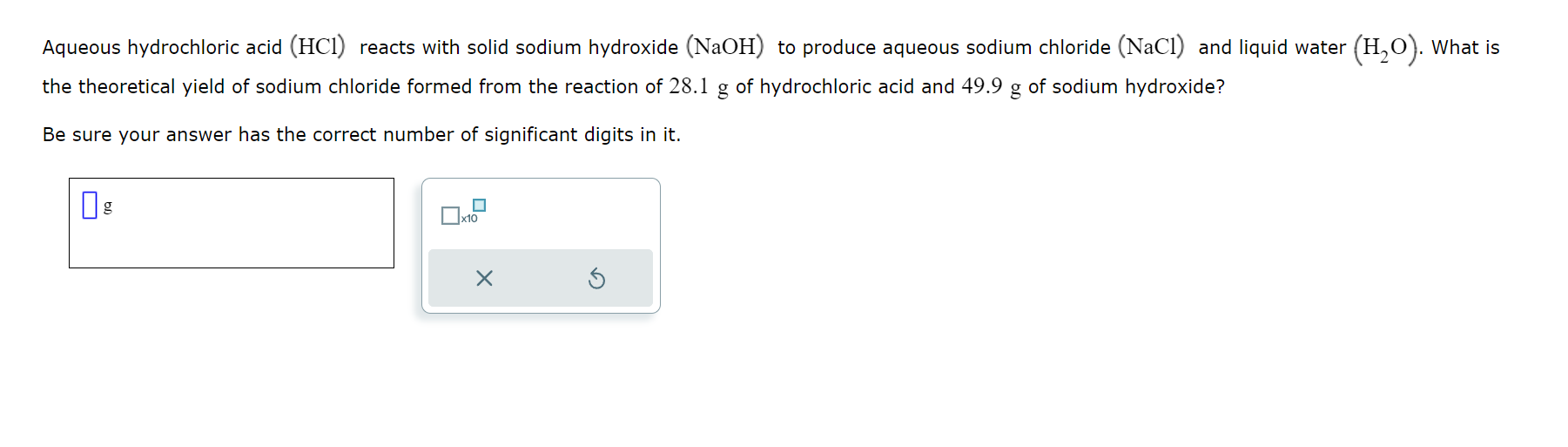 Solved Aqueous hydrochloric acid (HCl) reacts with solid | Chegg.com