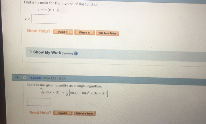 Solved Find a formula for the inverse of the function. y = | Chegg.com