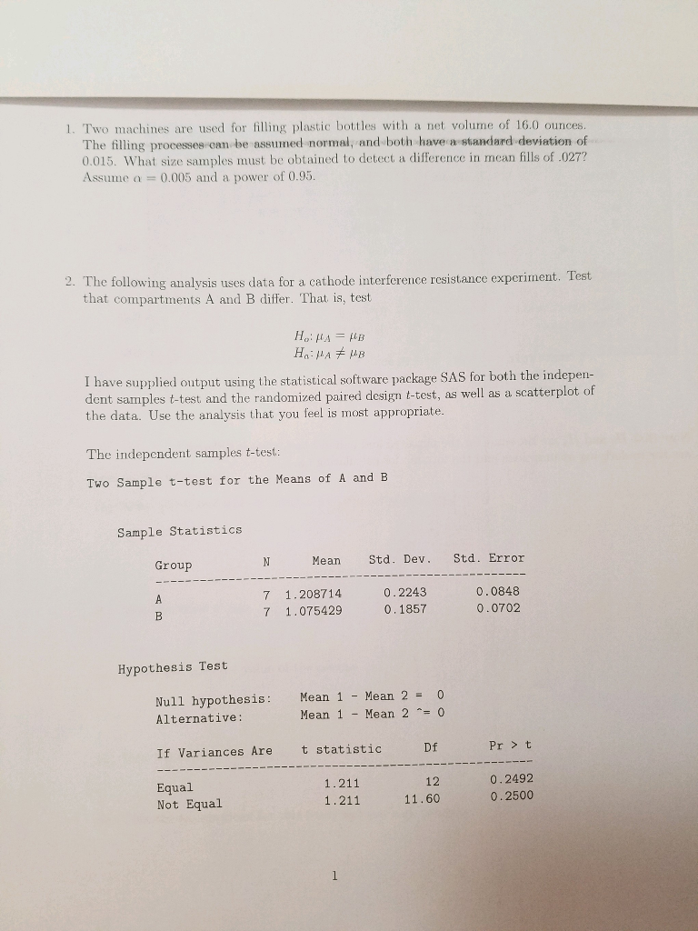 Solved Just do problem #1. DO NOT DO #2, you are not given | Chegg.com