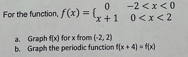 Solved For the function, f(x)={0x+1−2 | Chegg.com