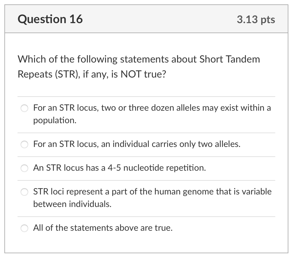 Solved Which of the following statements about Short Tandem | Chegg.com