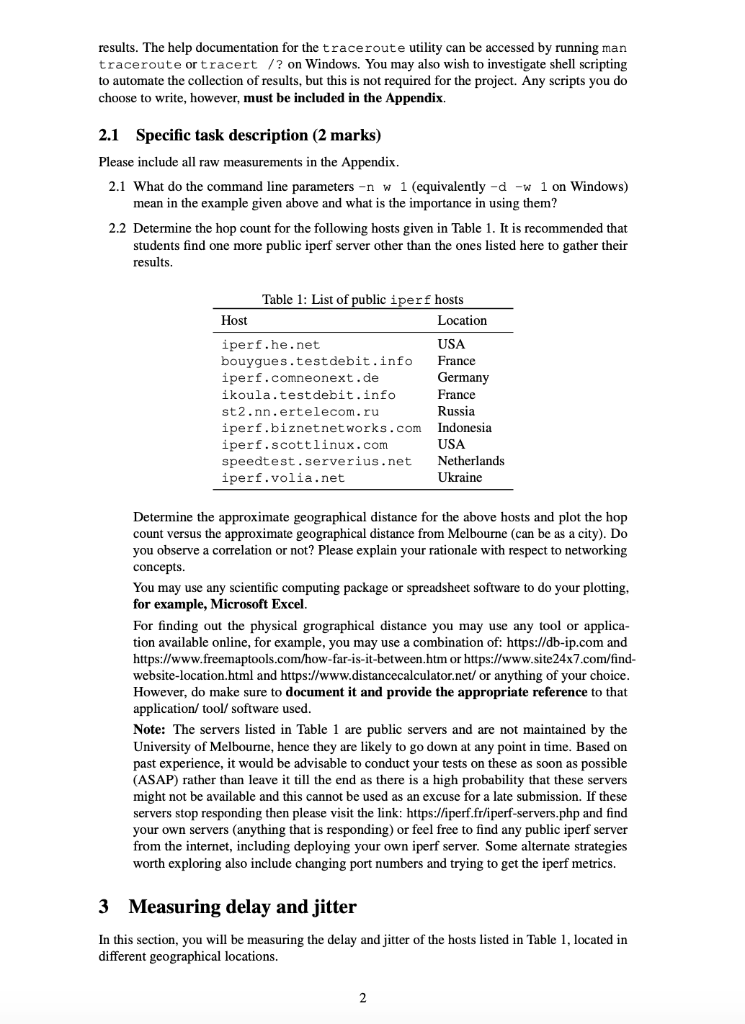 COMP90007 Internet Technologies Network Analysis | Chegg.com