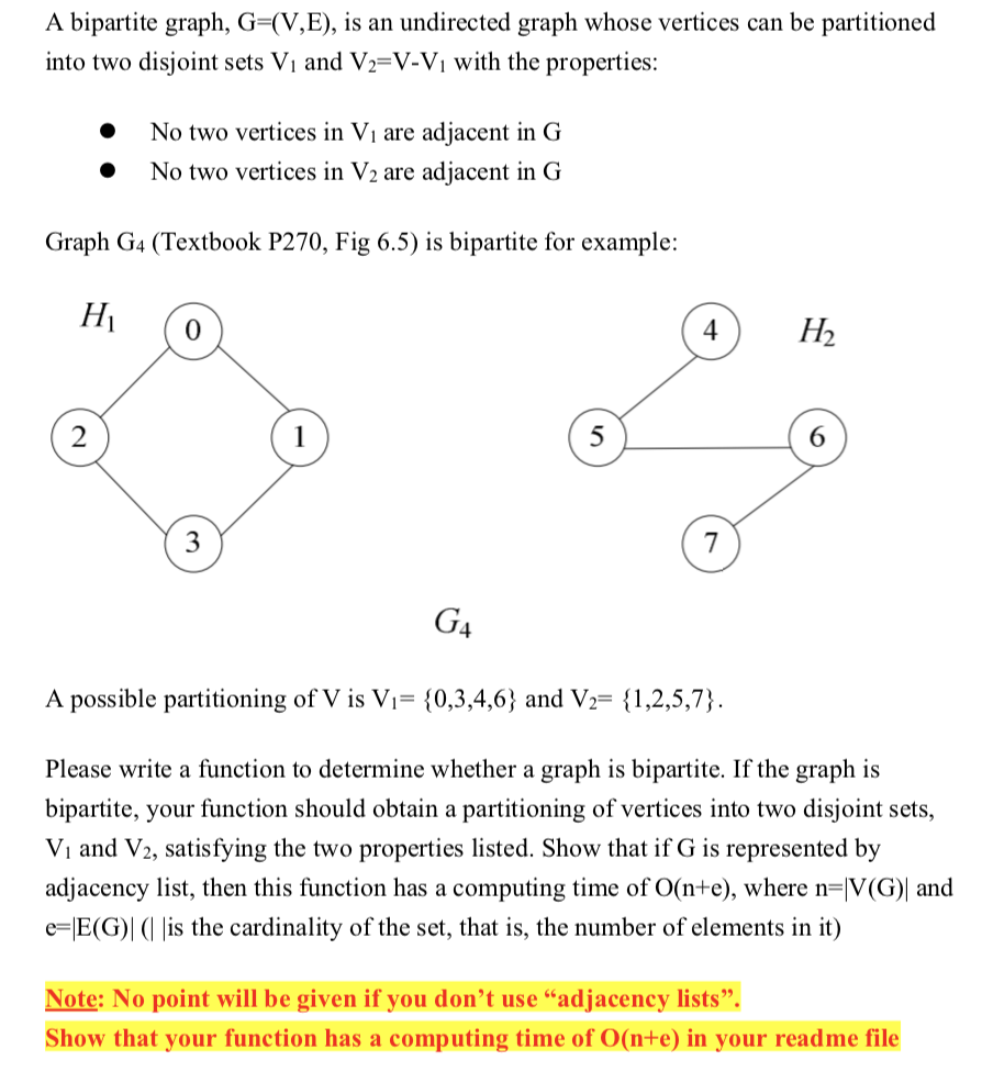 A bipartite graph, G (V.E), is an undirected graph | Chegg.com
