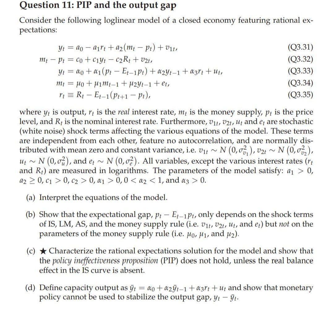 Solved Question 11: PIP and the output gap Consider the | Chegg.com