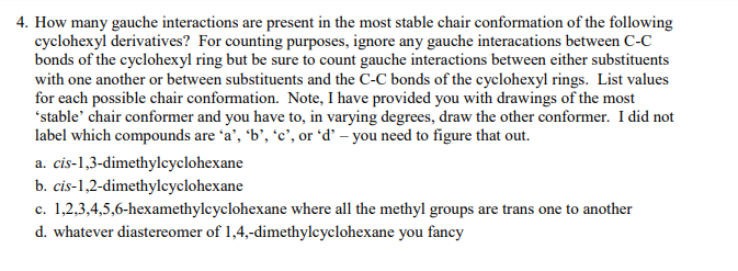 Solved 4. How many gauche interactions are present in the | Chegg.com