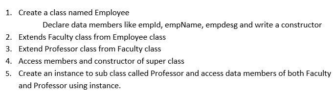 Solved 1. Create a class named Employee Declare data members | Chegg.com