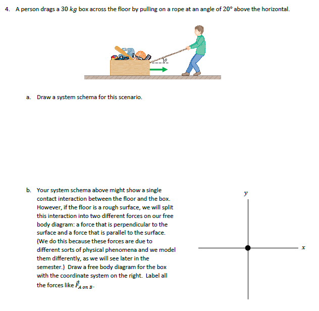 Solved 4. A person drags a 30 kg box across the floor by | Chegg.com