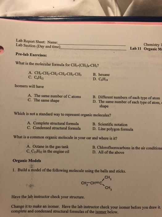 Solved Lab Report Sheet: Name: Chemistry Organic M Lab | Chegg.com