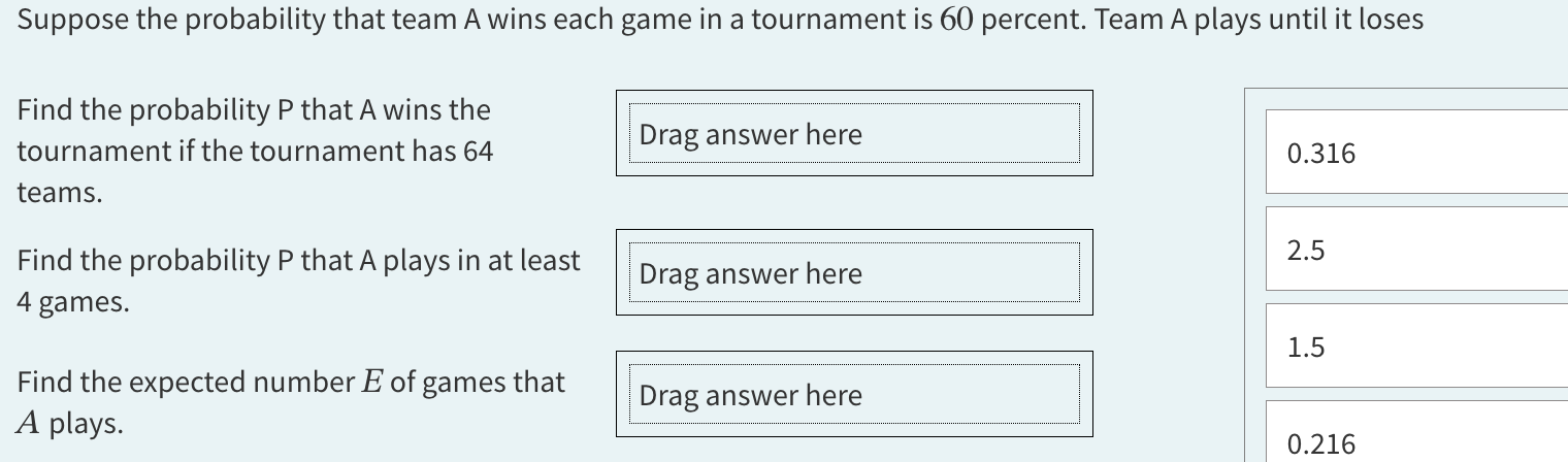 Solved Suppose the probability that team A wins each game in | Chegg.com
