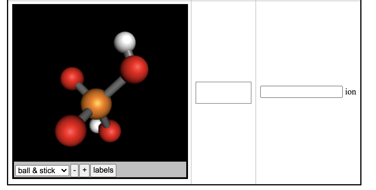 Solved 3D model Formula Name ion ball & stick + labels ion | Chegg.com