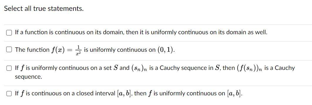 Solved Select all true statements. If a function is | Chegg.com