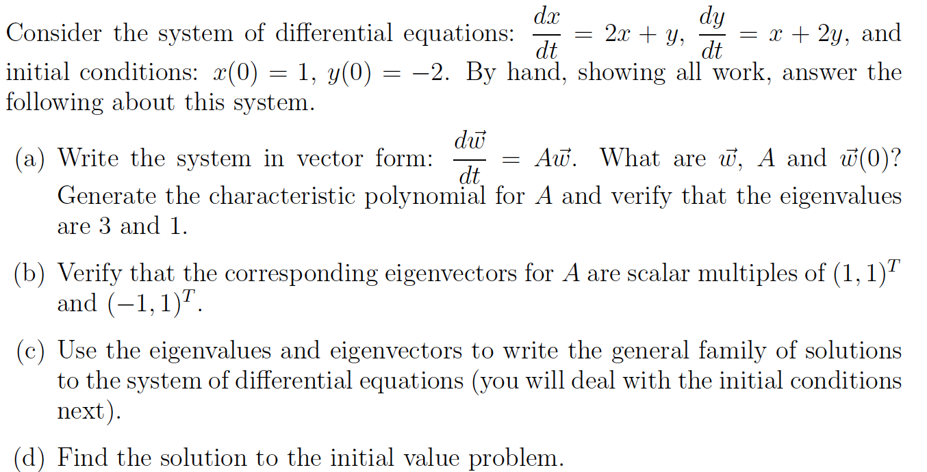 Solved Consider the system of differential equations: | Chegg.com