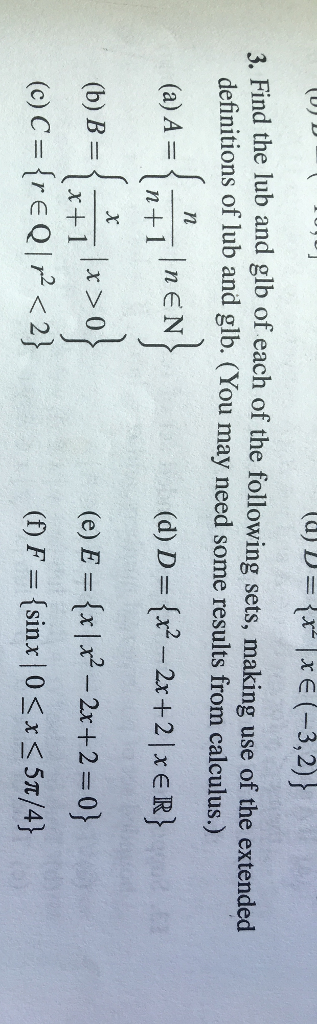 Solved 3. Find the lub and glb of each of the following | Chegg.com