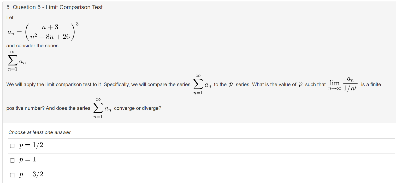 Solved 5. Question 5 - Limit Comparison Test Let 3 n + 3 an | Chegg.com