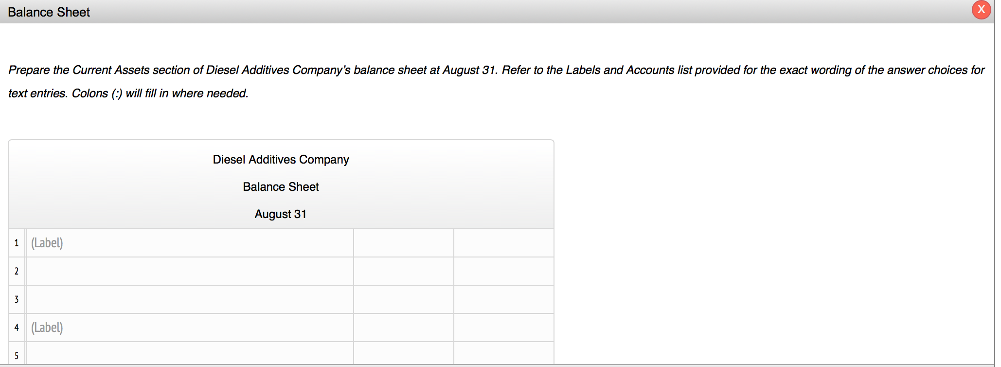 Solved Manufacturing company balance sheet Instructions | Chegg.com