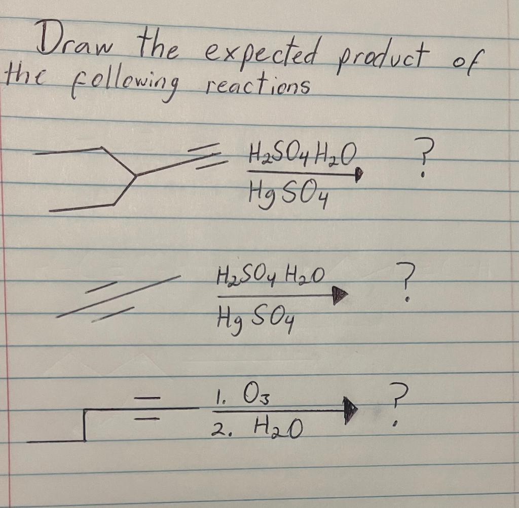 Solved Draw the expected product of the following reactions | Chegg.com