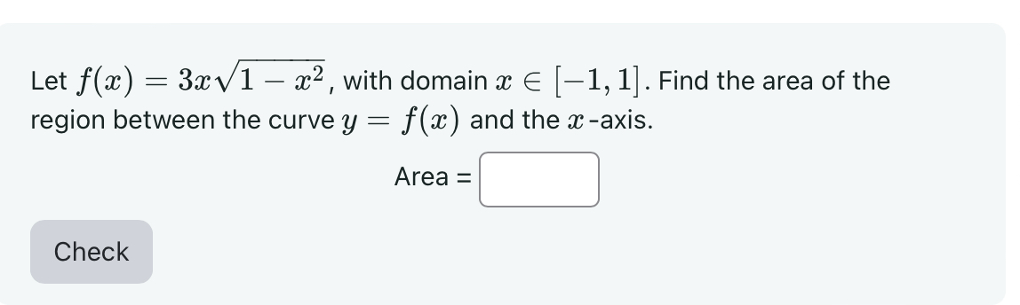 Solved Let f(x)=3x1-x22, ﻿with domain xin[-1,1]. ﻿Find the | Chegg.com