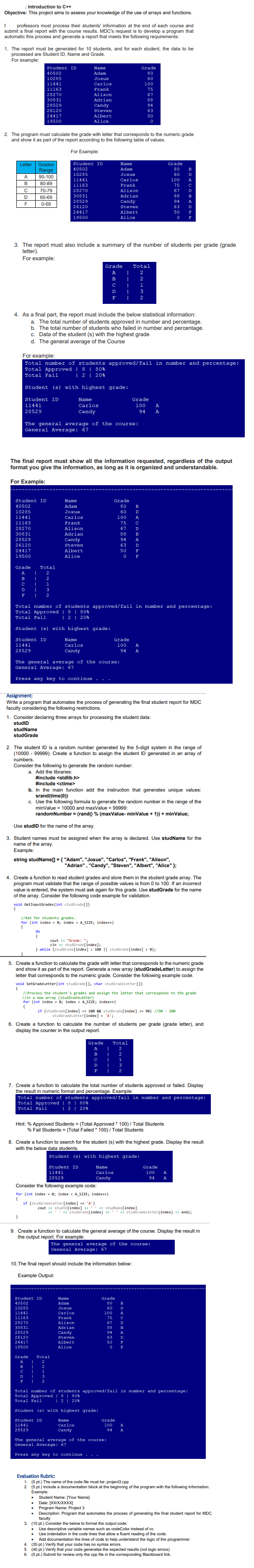 Solved : Introduction to C++ Objective: This project aims to | Chegg.com