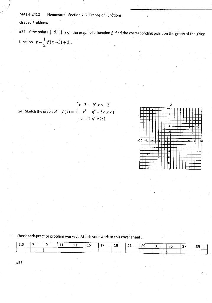 Solved Math 2412 Homework Section 2 5 Graphs Of Functions