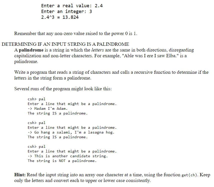 Solved TITLE THREE RECURSIVE FUNCTIONS INTRODUCTION | Chegg.com