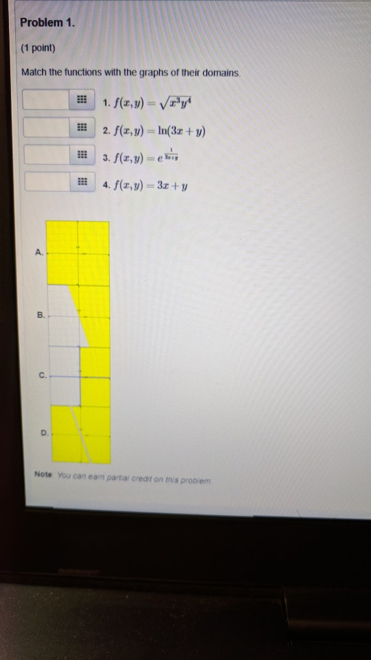 Solved Problem 1. (1 point) Match the functions with the | Chegg.com