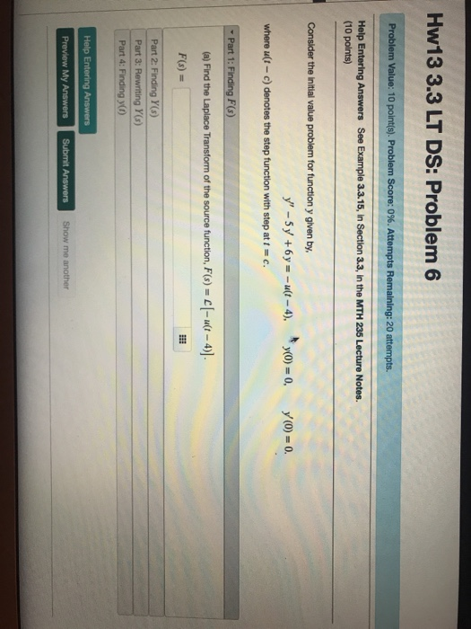 Solved Hw13 3.3 LT DS: Problem 6 Fi F(s)- | Chegg.com
